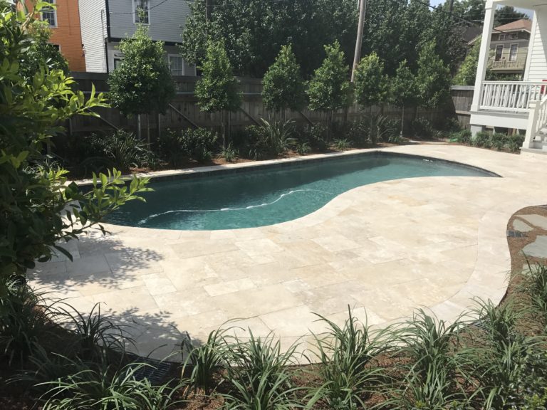 Holly trees by swimming pool - Crystal Pools and Spas